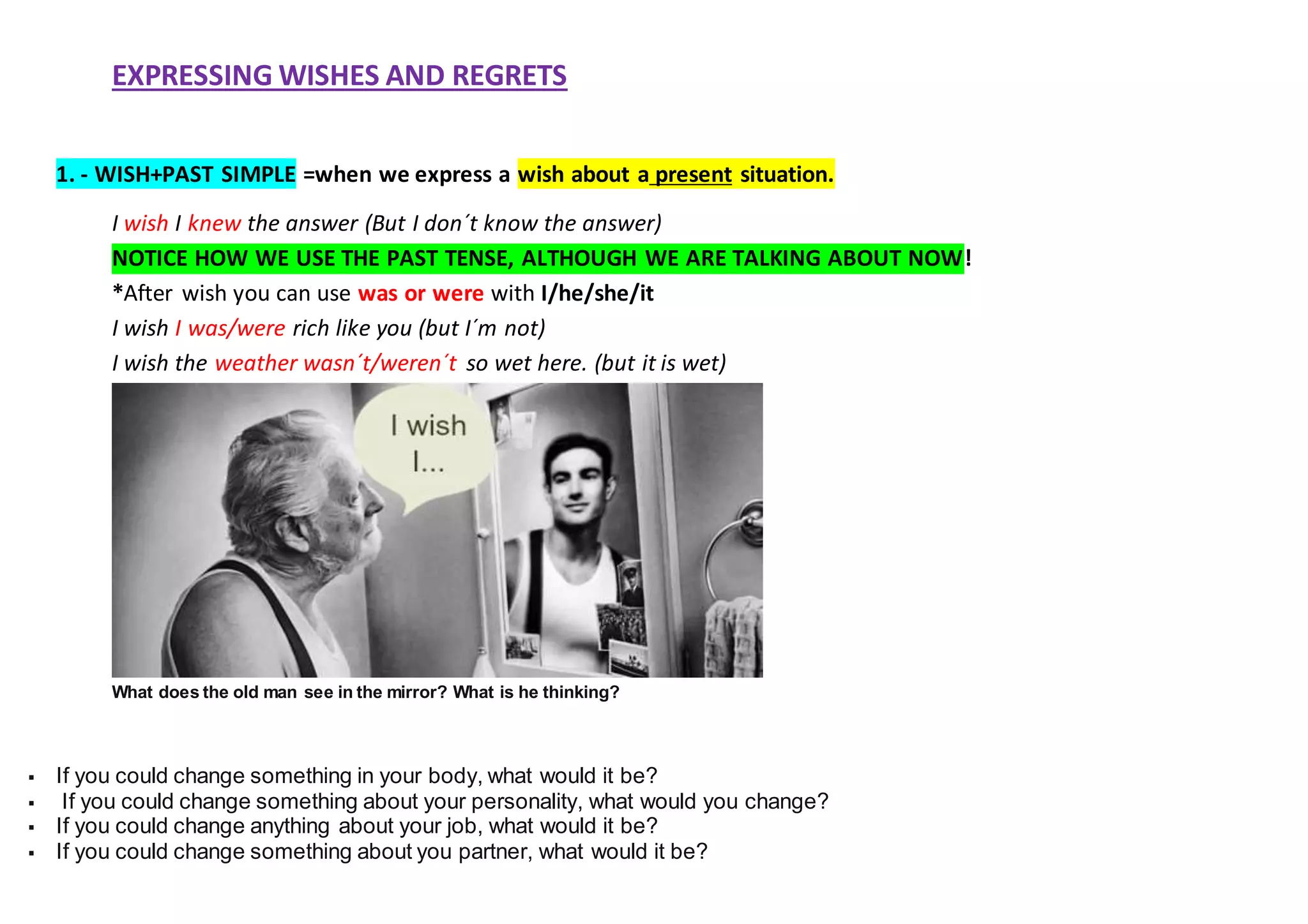 Expressing wishes and regrets and preference in English | DOCX