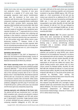 Expression and Purification of Nisin in Escherichia coli | PDF