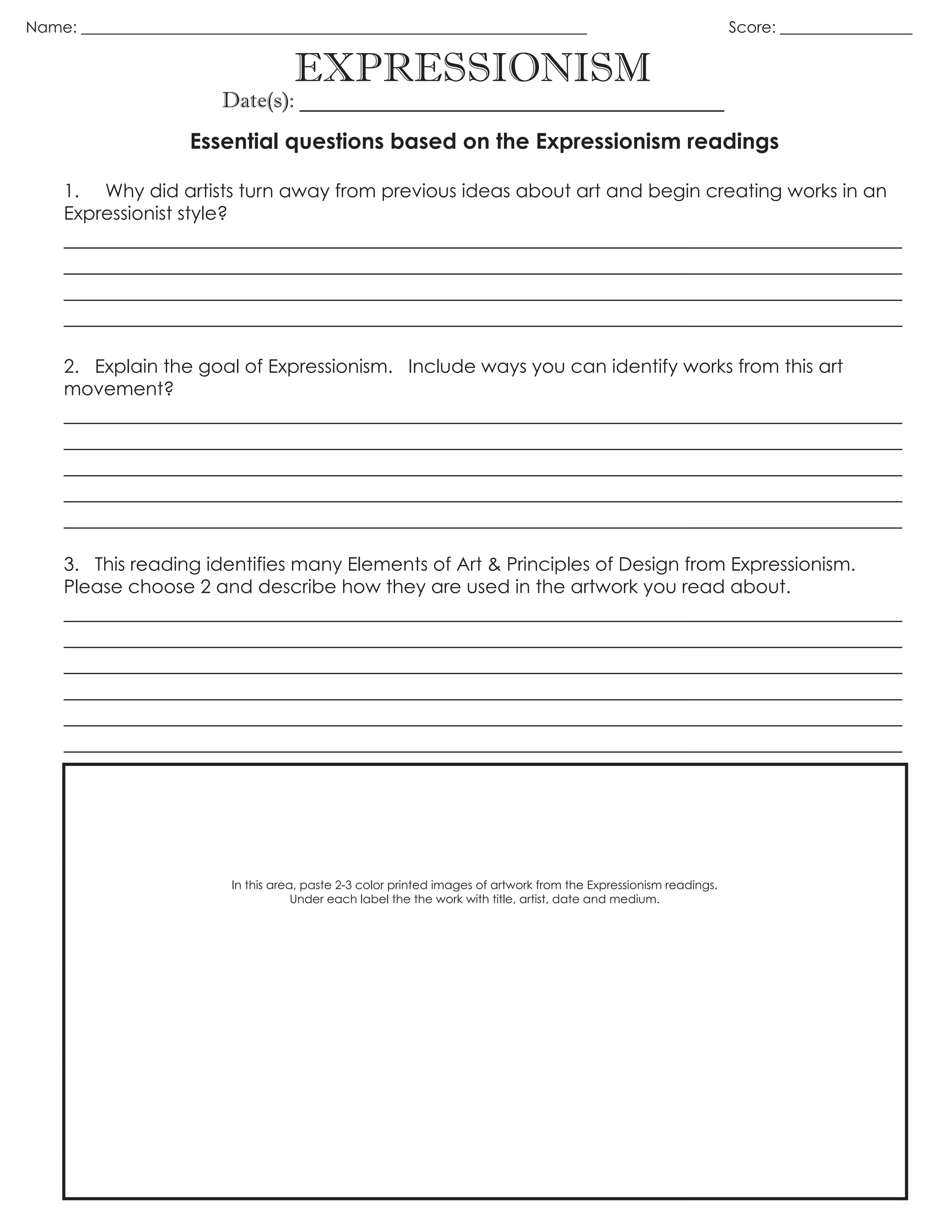 Expressionism arthistoryassignment | PDF