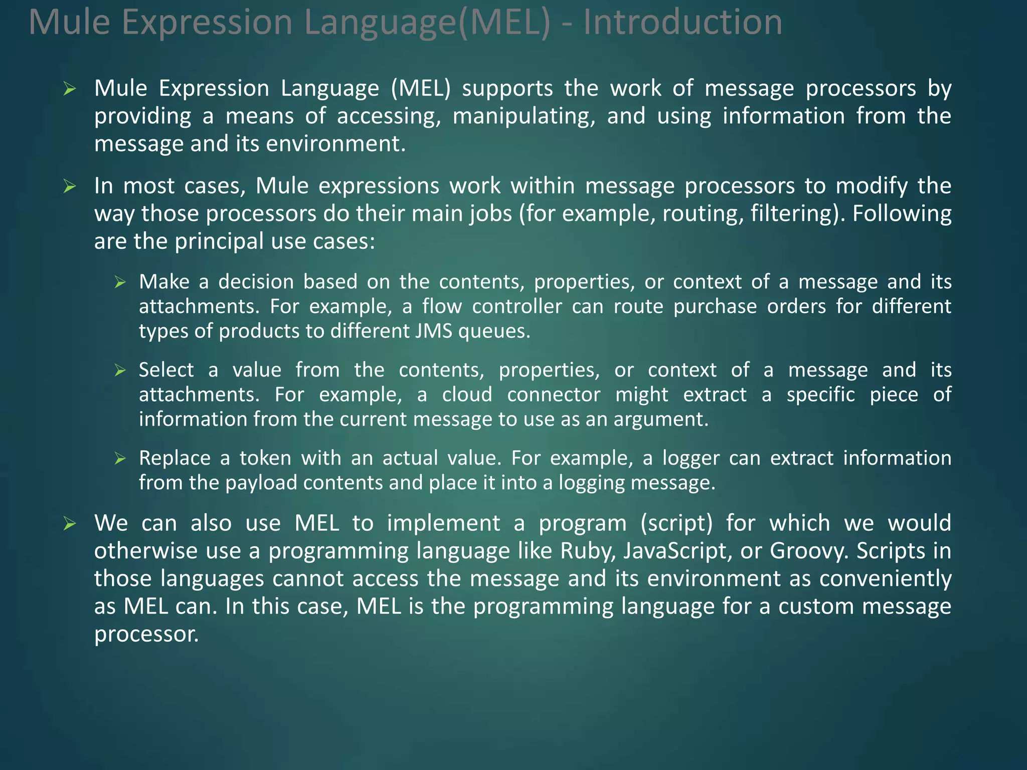Expression language in mule | PPT