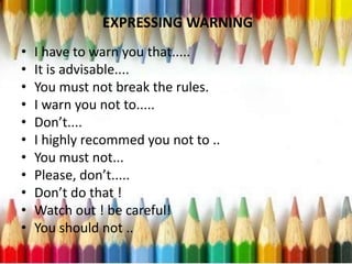 Expression of giving warning | PPTX