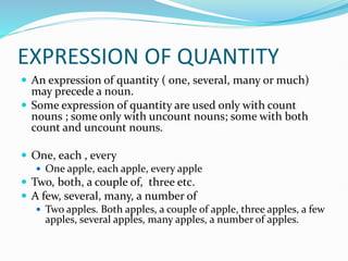 materi bahasa inggris di kuliah tentang expression of quantity | PPTX