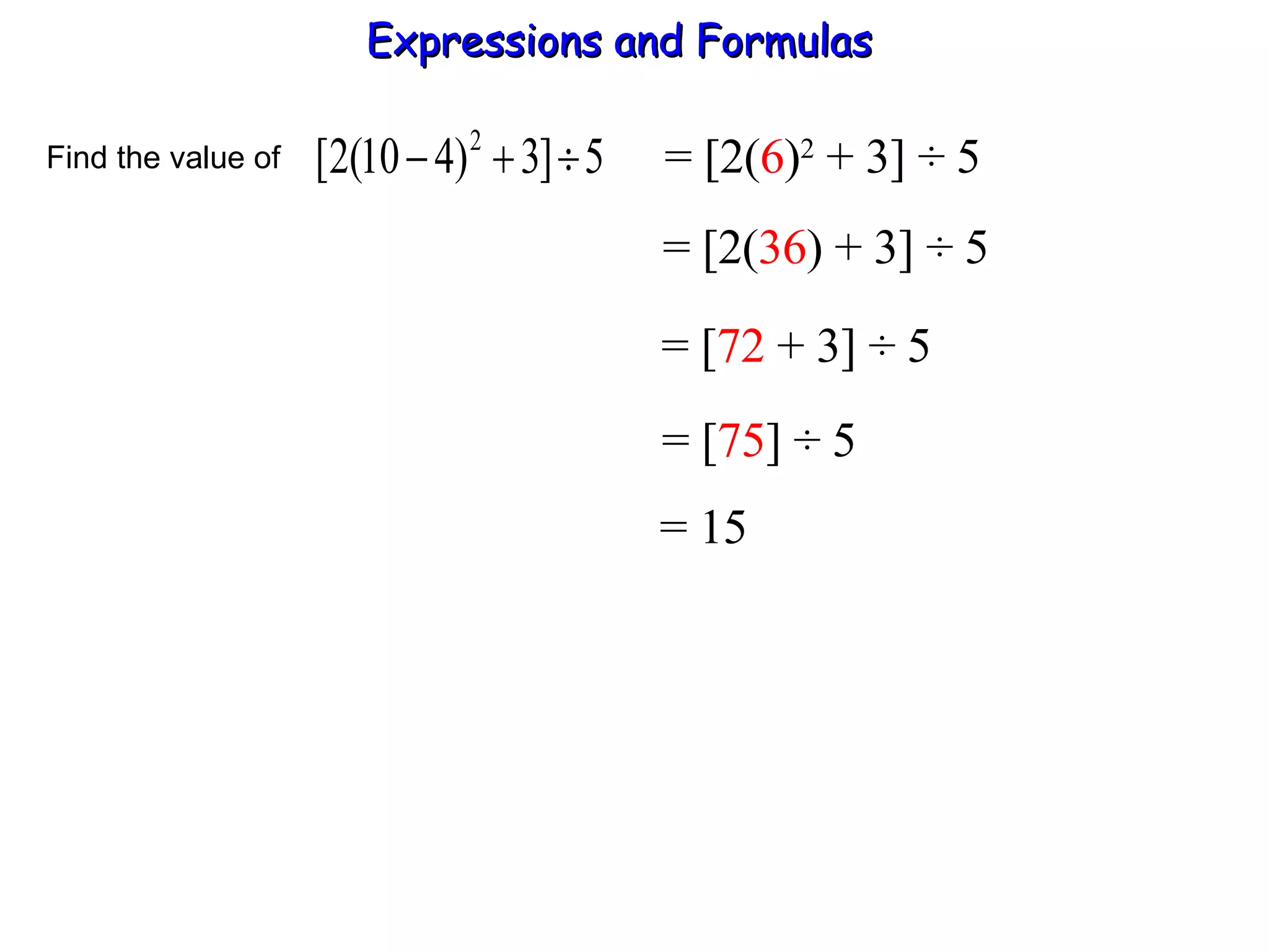 Expressions and Formulas | PPT | Physics | Science