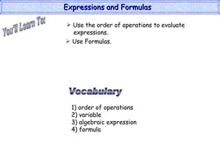 Expressions & Formulas (Algebra 2) | PPT