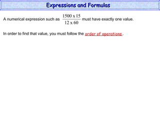 Expressions & Formulas (Algebra 2) | PPT