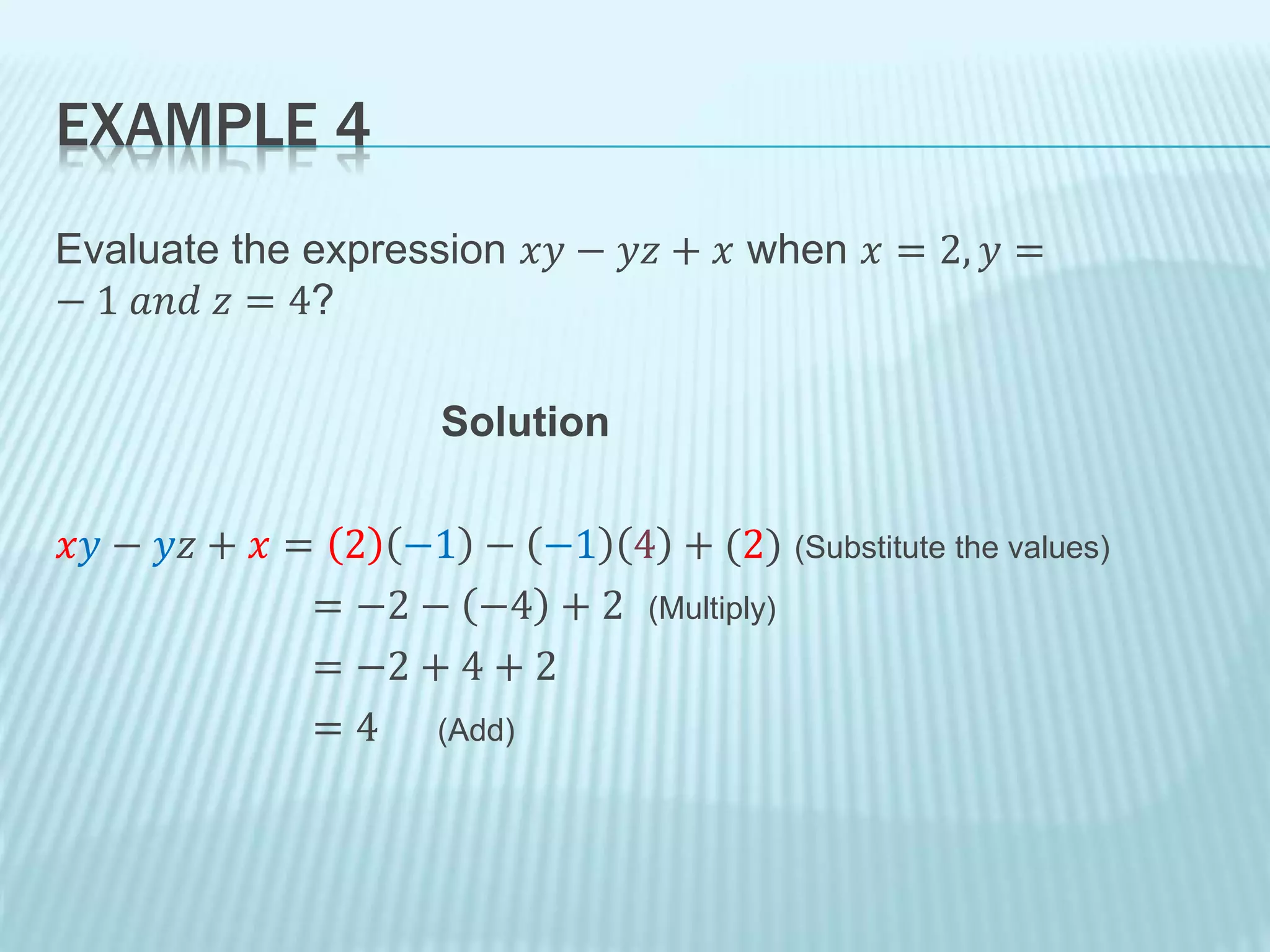 Expressions and variables | PPTX