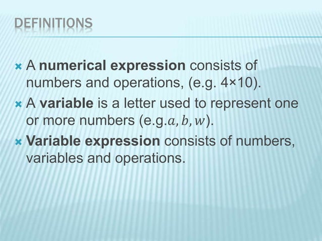 Expressions and variables | PPTX Expressions and variables | PPTX