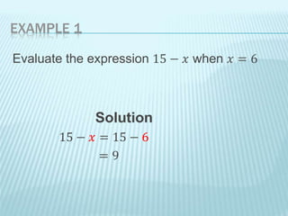 Expressions and variables | PPTX