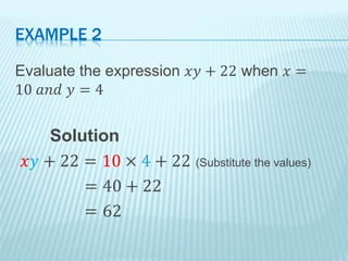 Expressions and variables | PPTX