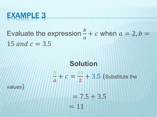 Expressions and variables | PPTX