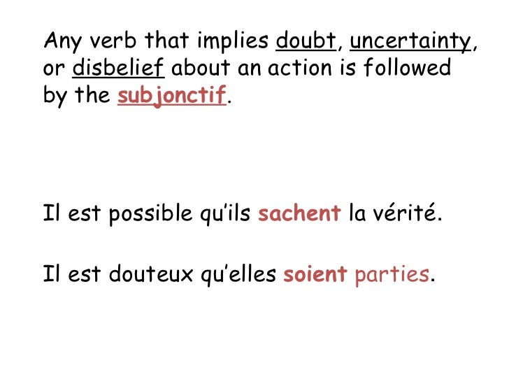 Expressions de doute avec le subjonctif