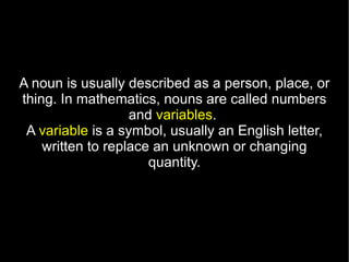 Expressions, equations, and functions variable expressions | ODP