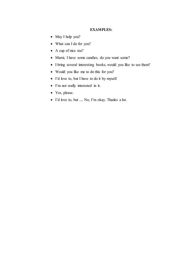 Expressions for asking for or offering help and responding | DOCX