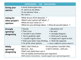 Expressions for discussions and opinions | PPT