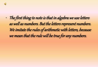 algebra and its concepts | PPTX