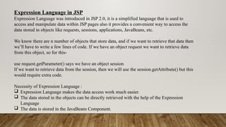 EXPRESSIONS IN JSP and Expression language in JSP | PPT