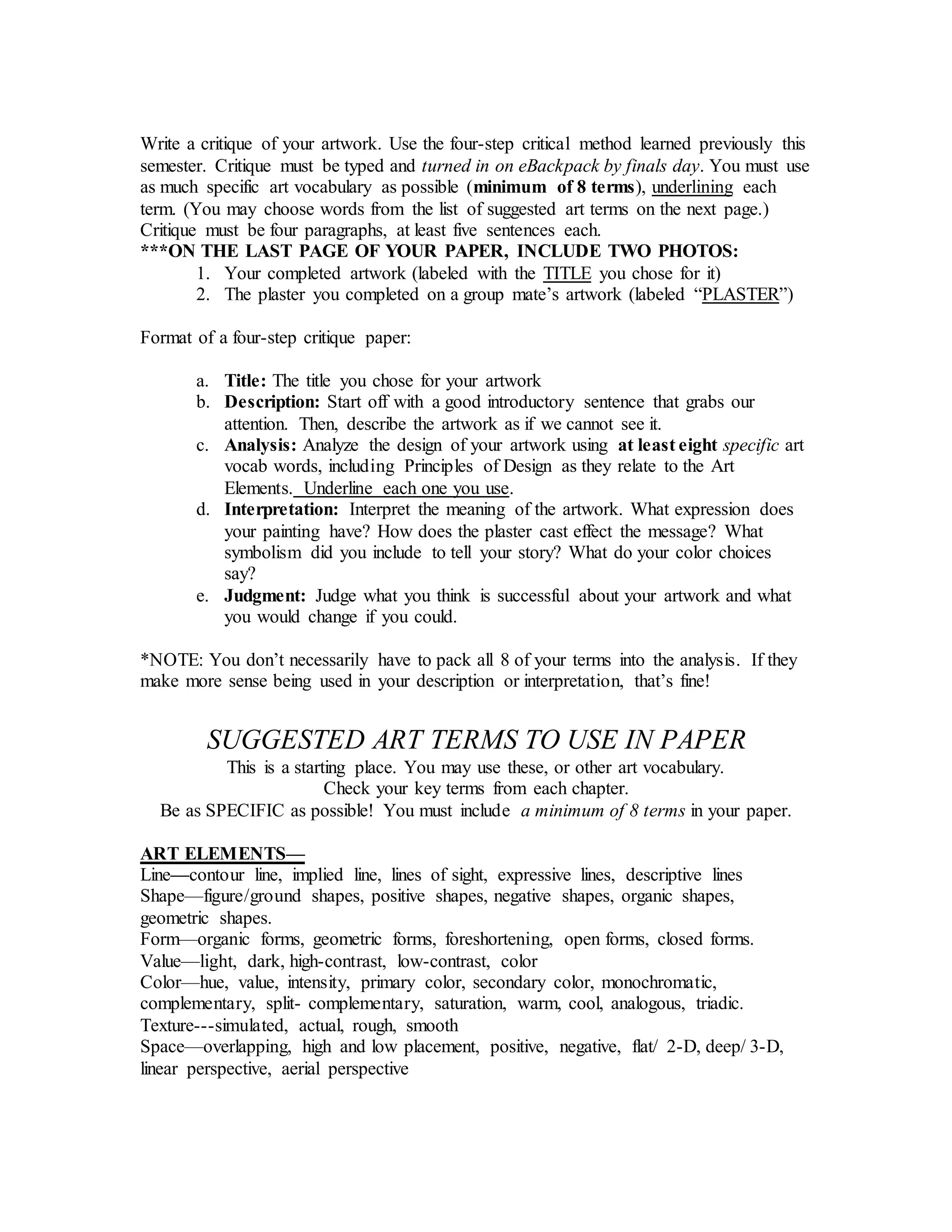 Expressions in plaster lesson plan | DOCX