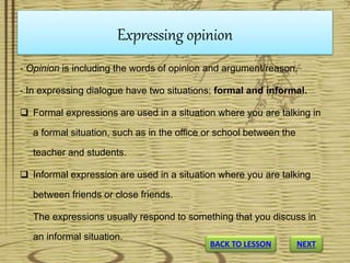 Expressions of asking and giving opinion | PPTX