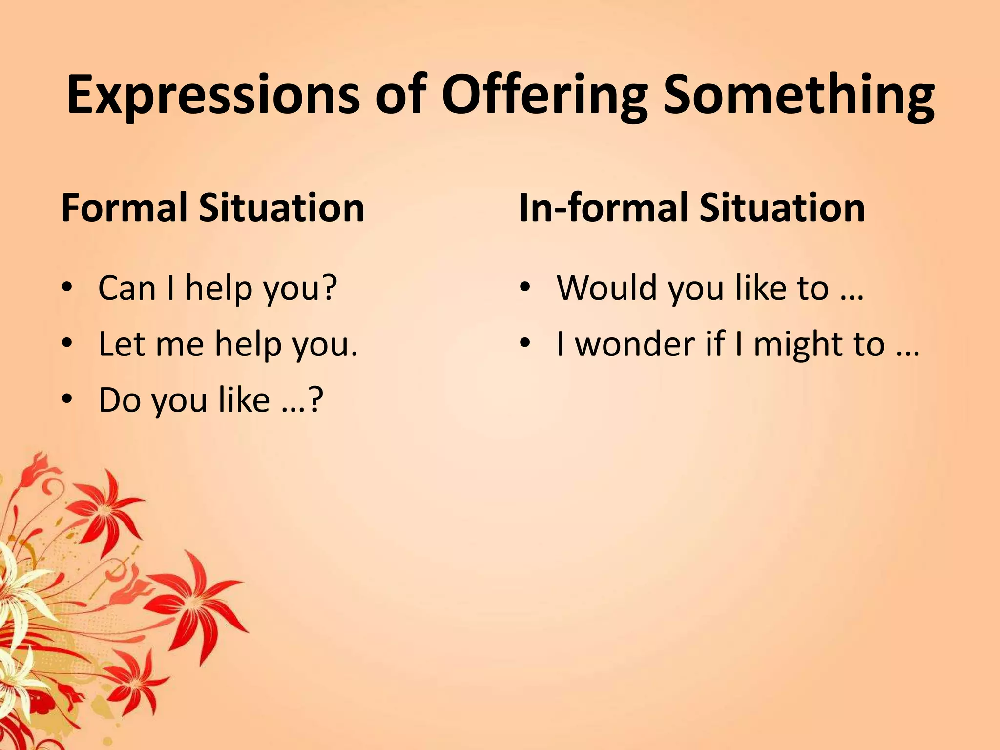 Expressions of asking and offering something | PPTX