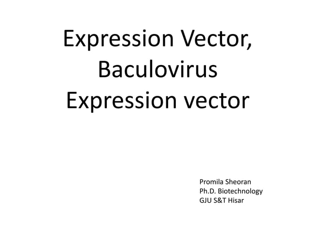 Expression vector, baculovirus expression vector | PPTX | Programming Languages | Computing