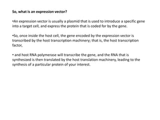 Expression vector, baculovirus expression vector | PPTX | Programming ...