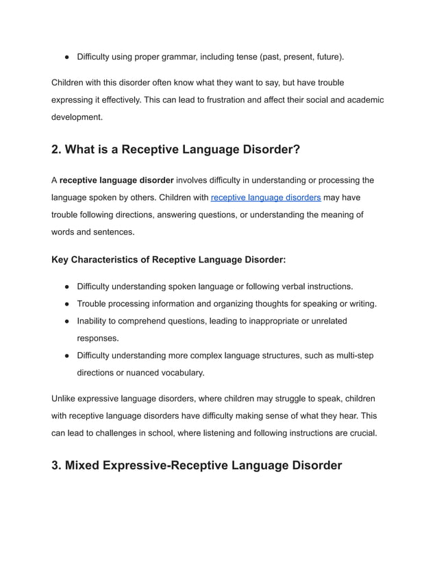 Expressive and Receptive Language Disorders | PDF