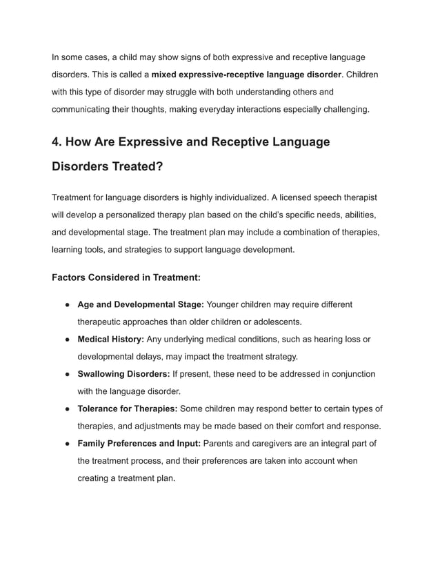 Expressive and Receptive Language Disorders | PDF