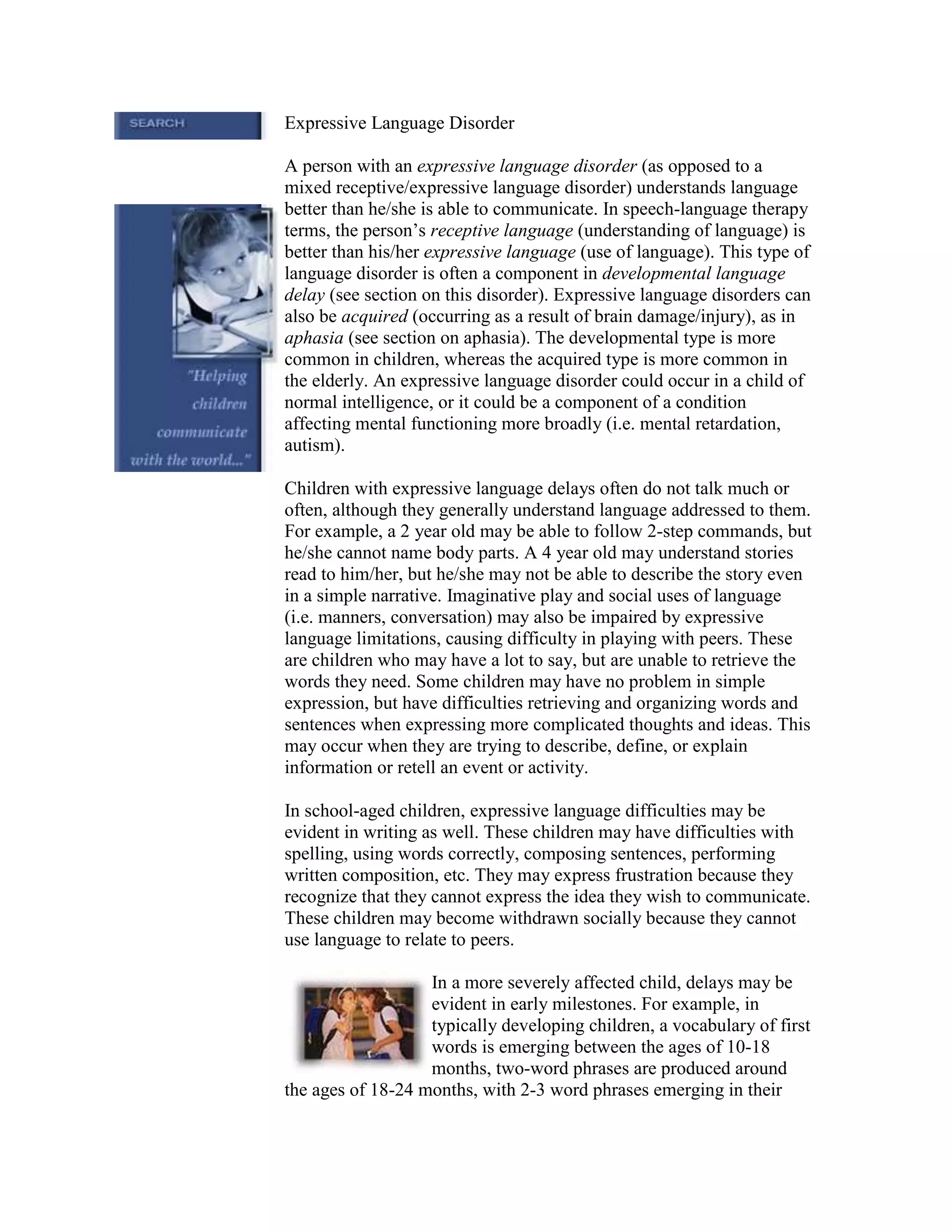 Expressive language disorder | DOCX