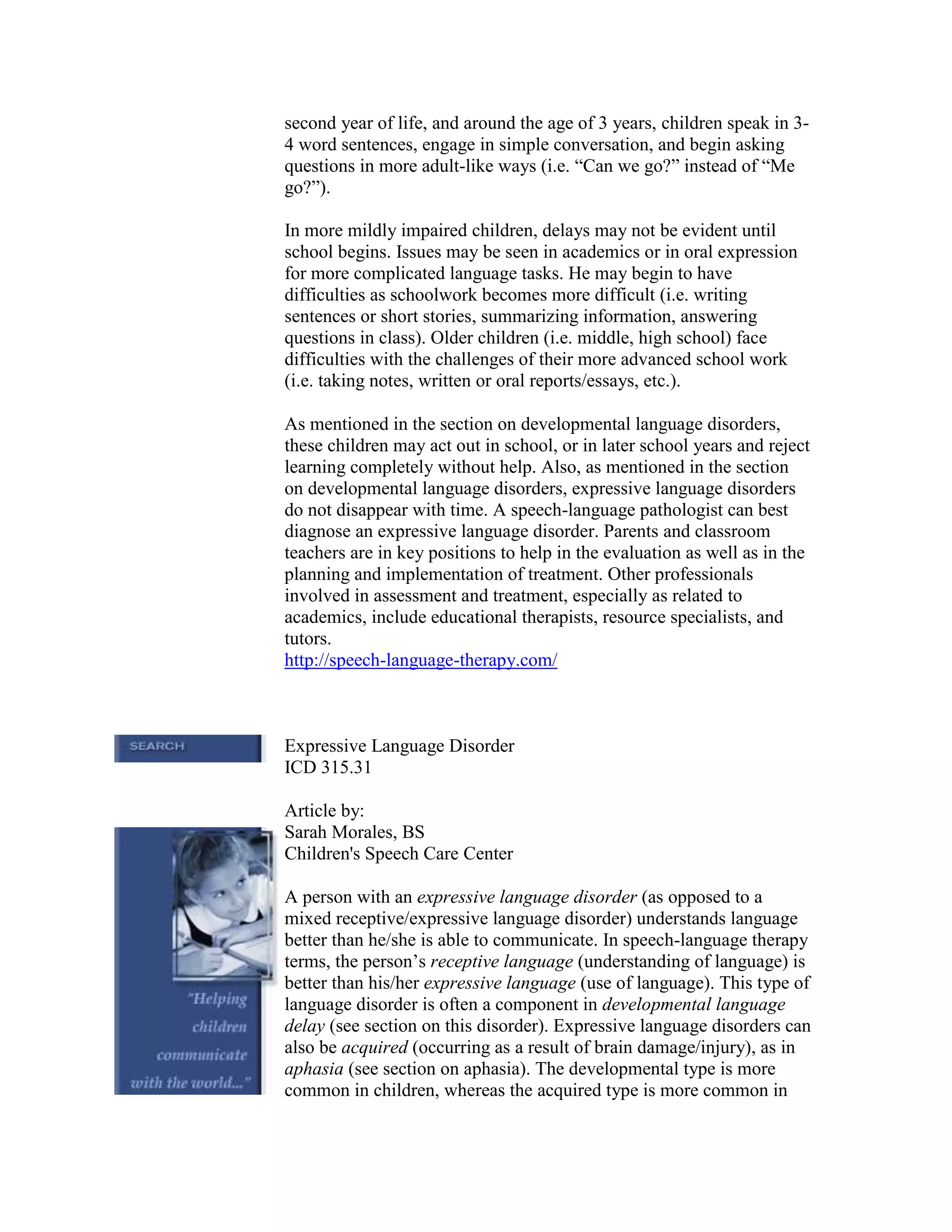 Expressive language disorder | DOCX