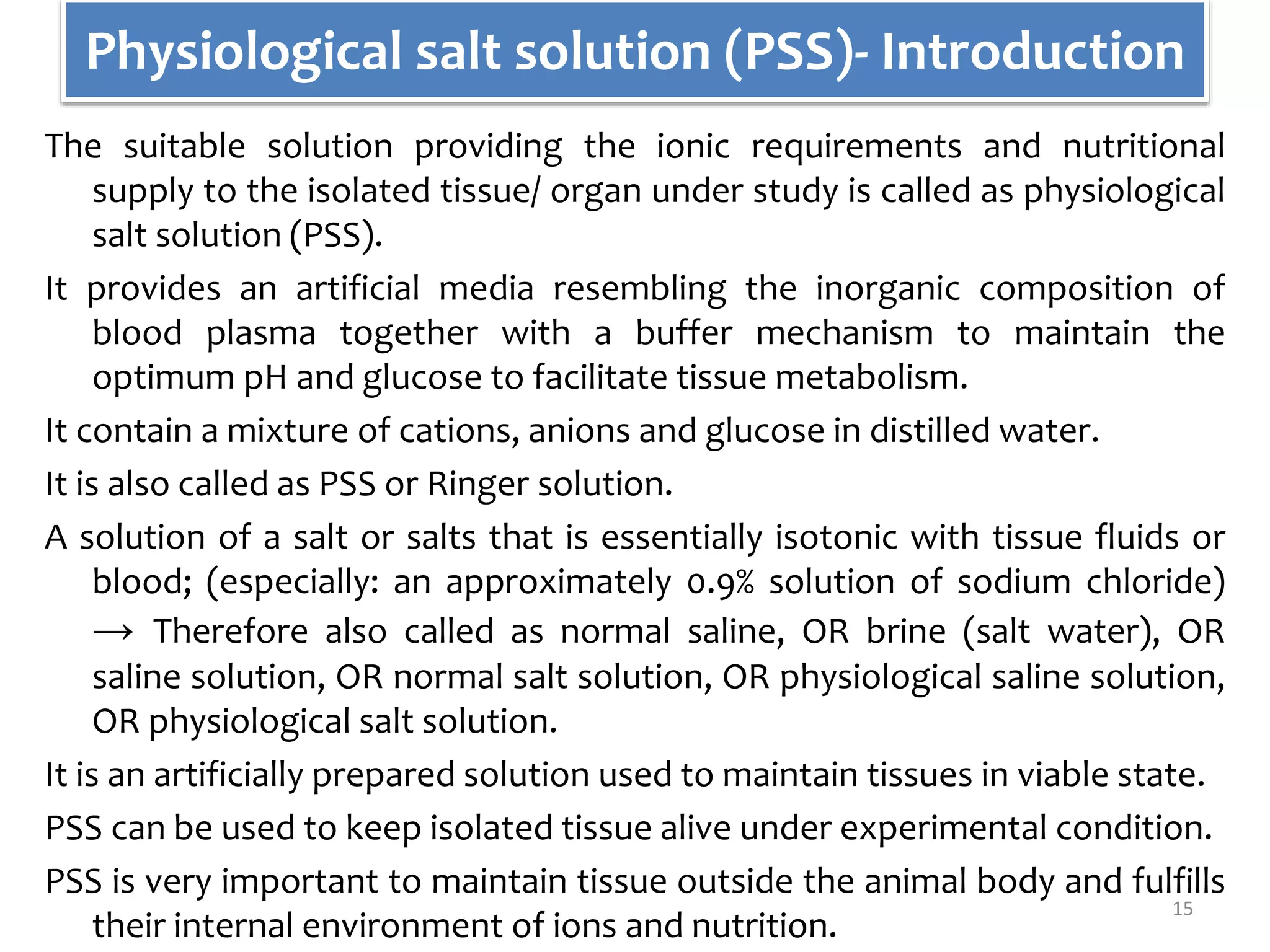 Expt. 1 Introduction to in vitro pharmacology and physiological salt ...