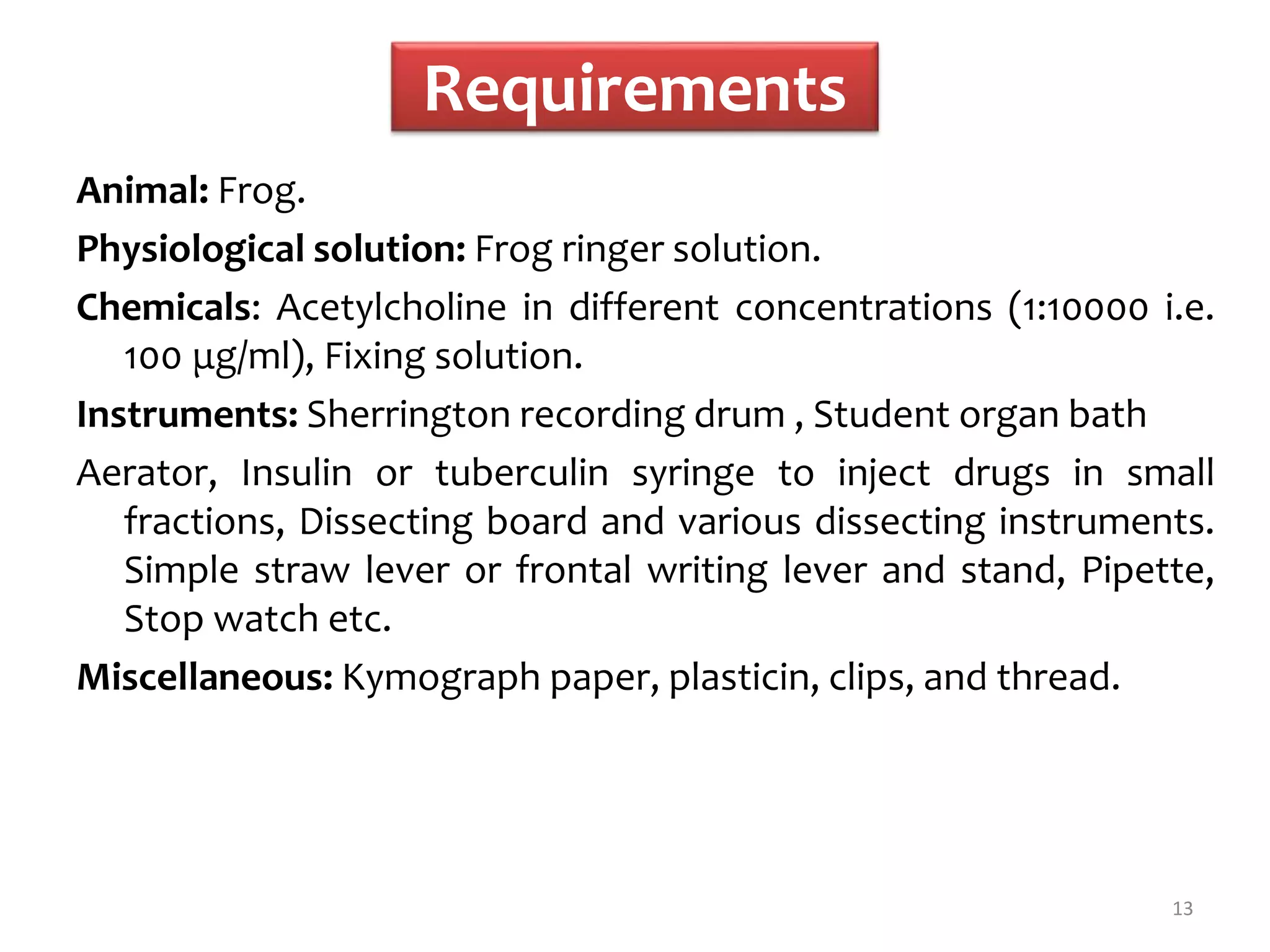 Expt. 4 DRC of acetylcholine using frog rectus abdominis muscle | PPTX