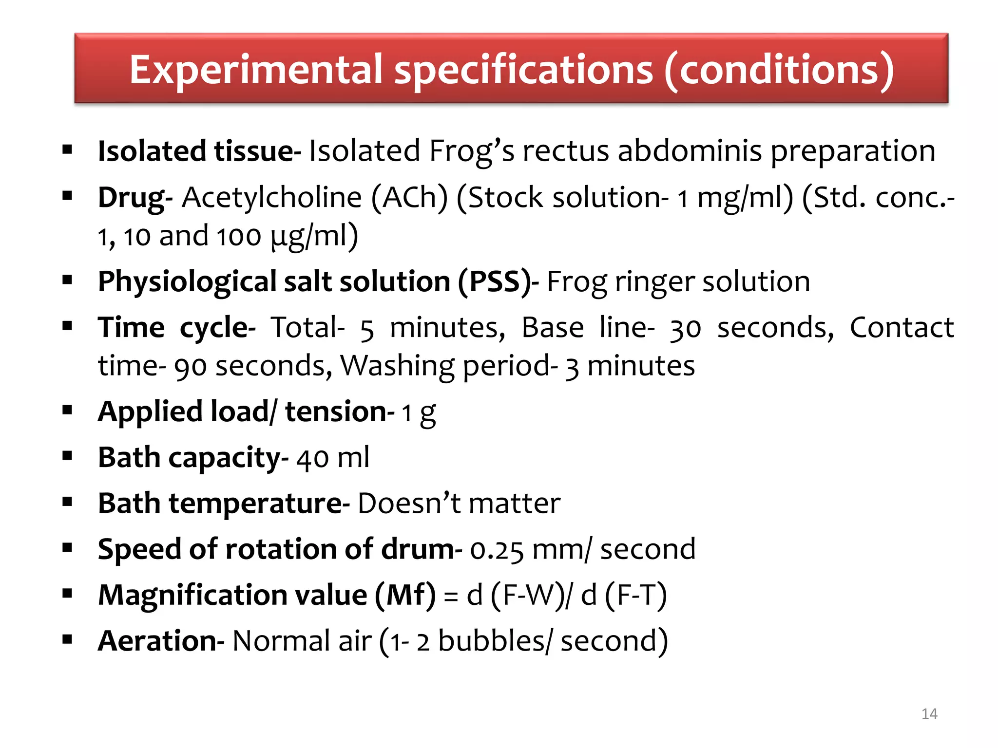 Expt. 4 DRC of acetylcholine using frog rectus abdominis muscle | PPTX