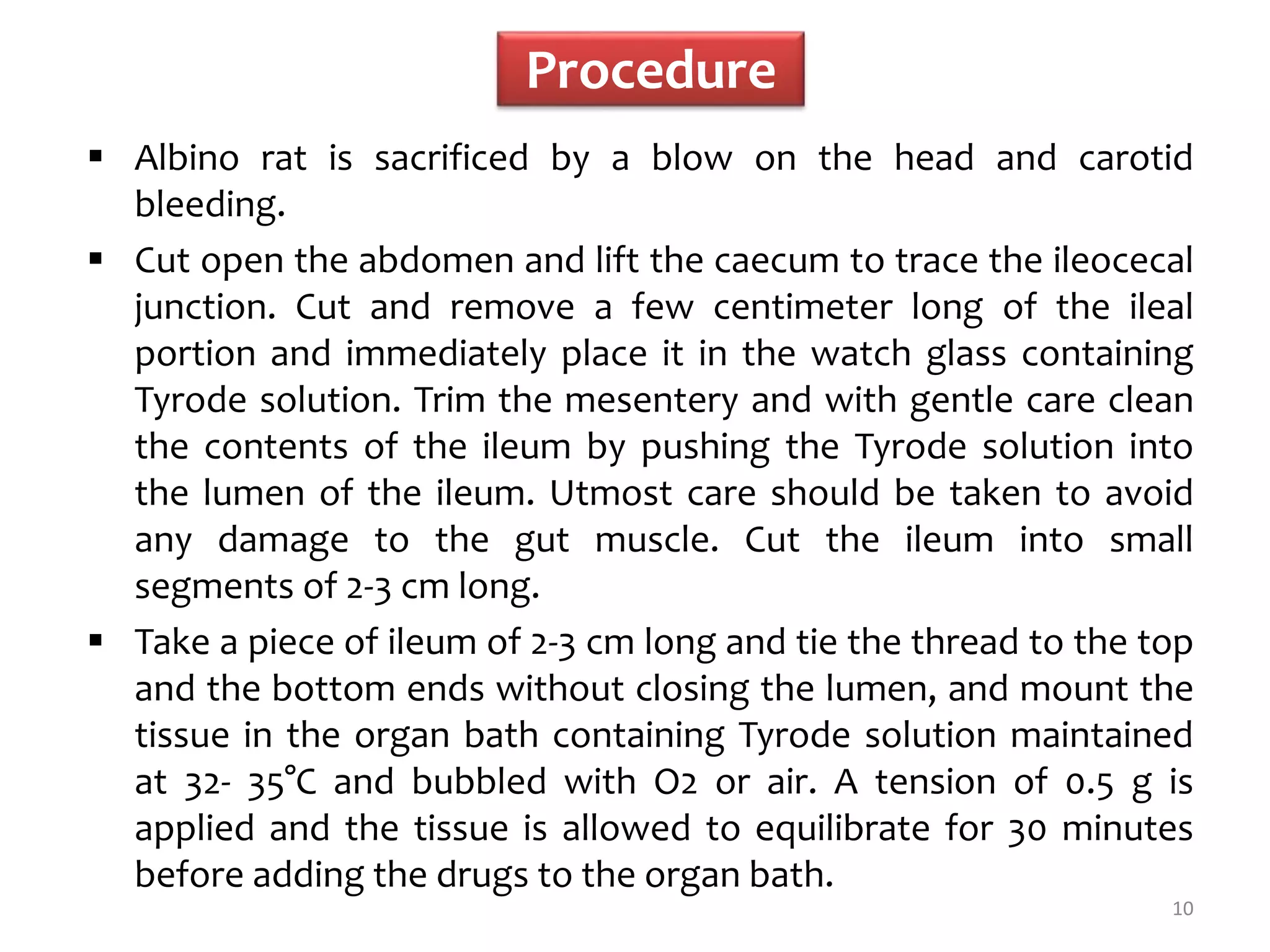 Expt. 7 Bioassay of acetylcholine using rat ileum by four point ...