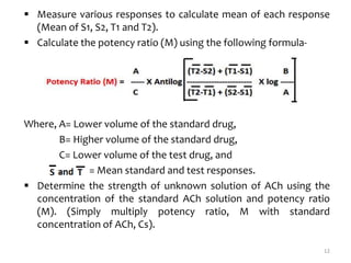 Expt. 7 Bioassay of acetylcholine using rat ileum by four point ...