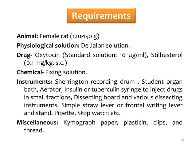Expt. 5 Bioassay of oxytocin using rat uterine horn by interpolation method | PPTX ...