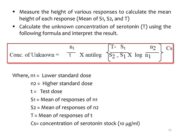 Expt. 1 Bioassay of serotonin using rat fundus strip by three point ...