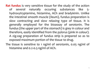 Expt. 1 Bioassay of serotonin using rat fundus strip by three point ...