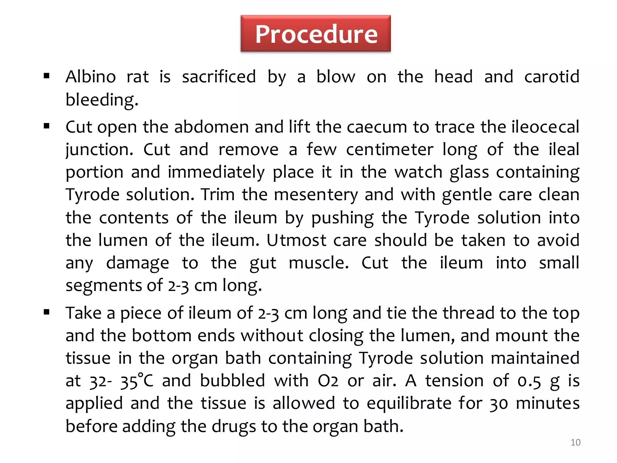 Expt. 2 Bioassay of acetylcholine using rat ileum by four point ...