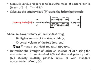 Expt. 2 Bioassay of acetylcholine using rat ileum by four point ...
