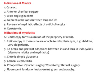 Expt. 3 Study of mydriatic and miotic effects on rabbit eye. | PDF