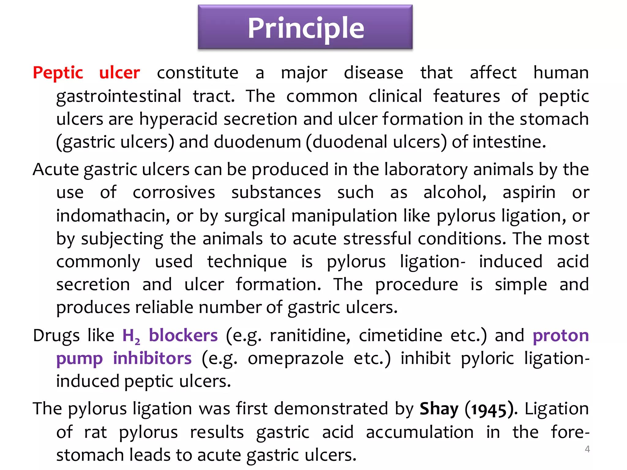 Expt. 4 Study of anti ulcer activity of a drug using pylorus ligand ...