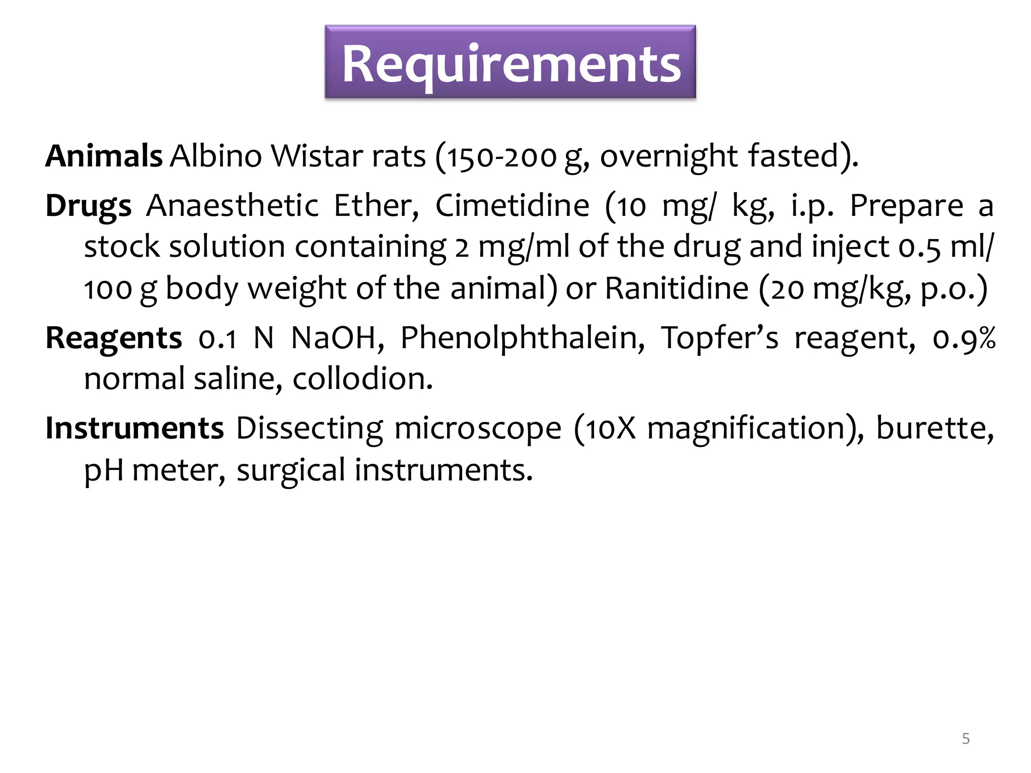 Expt. 4 Study of anti ulcer activity of a drug using pylorus ligand ...
