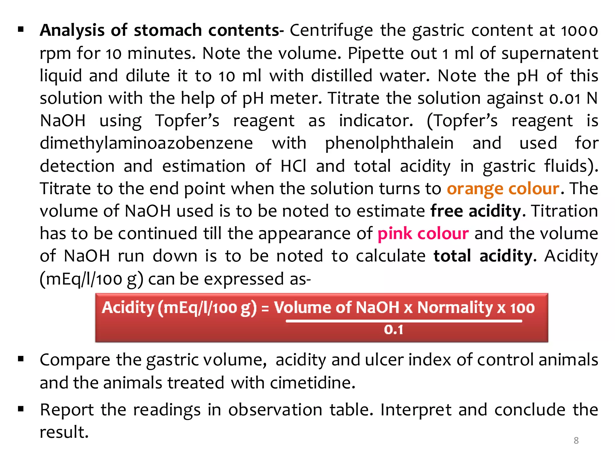 Expt. 4 Study of anti ulcer activity of a drug using pylorus ligand ...