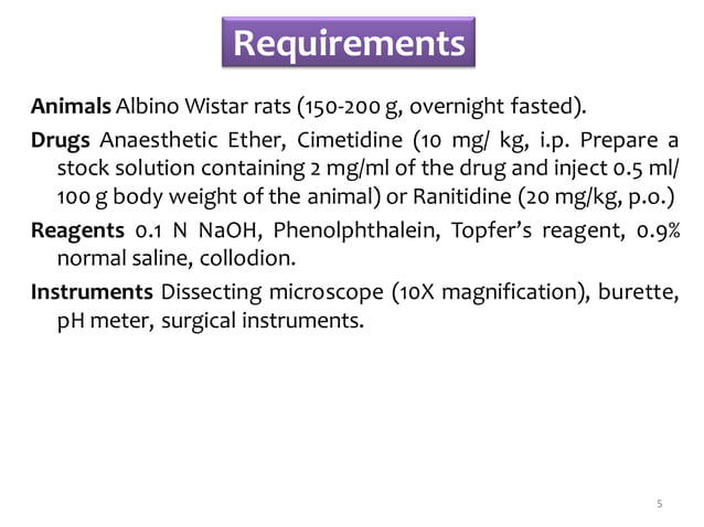 Expt. 4 Study of anti ulcer activity of a drug using pylorus ligand ...