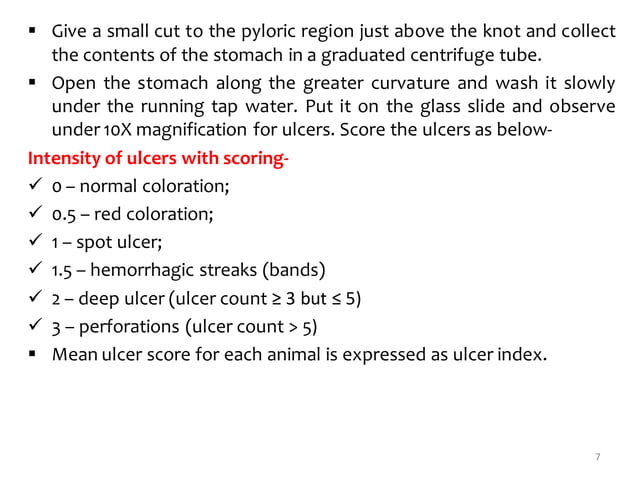 Expt. 4 Study of anti ulcer activity of a drug using pylorus ligand ...