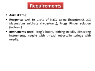 Expt. 7 Effect of saline purgative on frog intestine | PDF