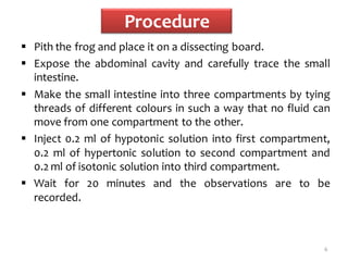 Expt. 7 Effect of saline purgative on frog intestine | PDF