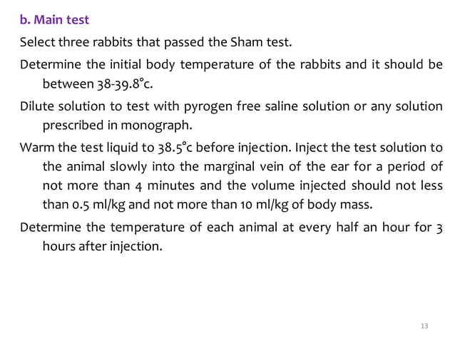 Expt. 9 Test for pyrogens ( rabbit method) | PDF | Chemistry | Science