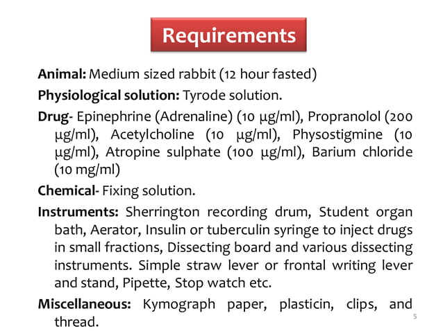 Expt. 10 effect of spasmogens and spasmolytics using rabbit jejunum | PDF | Endocrine and ...