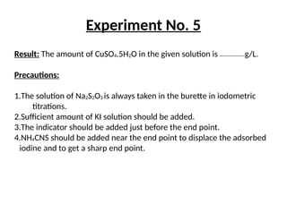 Expt - Copper Sulphate.pptx for engineering students | PPTX